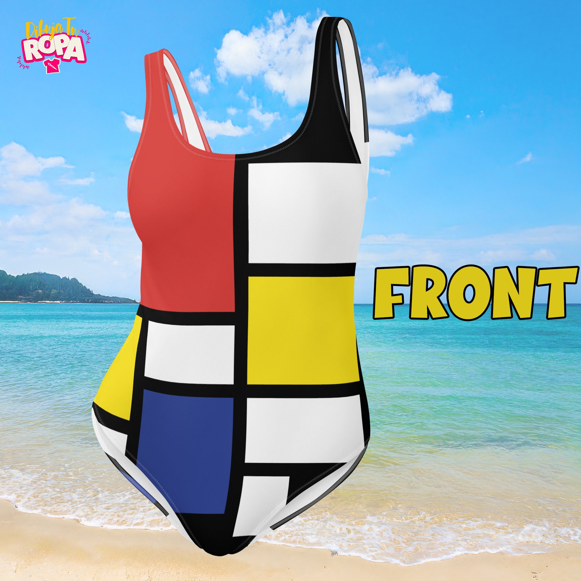 Swimsuit Inspired in Piet Mondrian / Artistic Swimsuit / Painting on ...