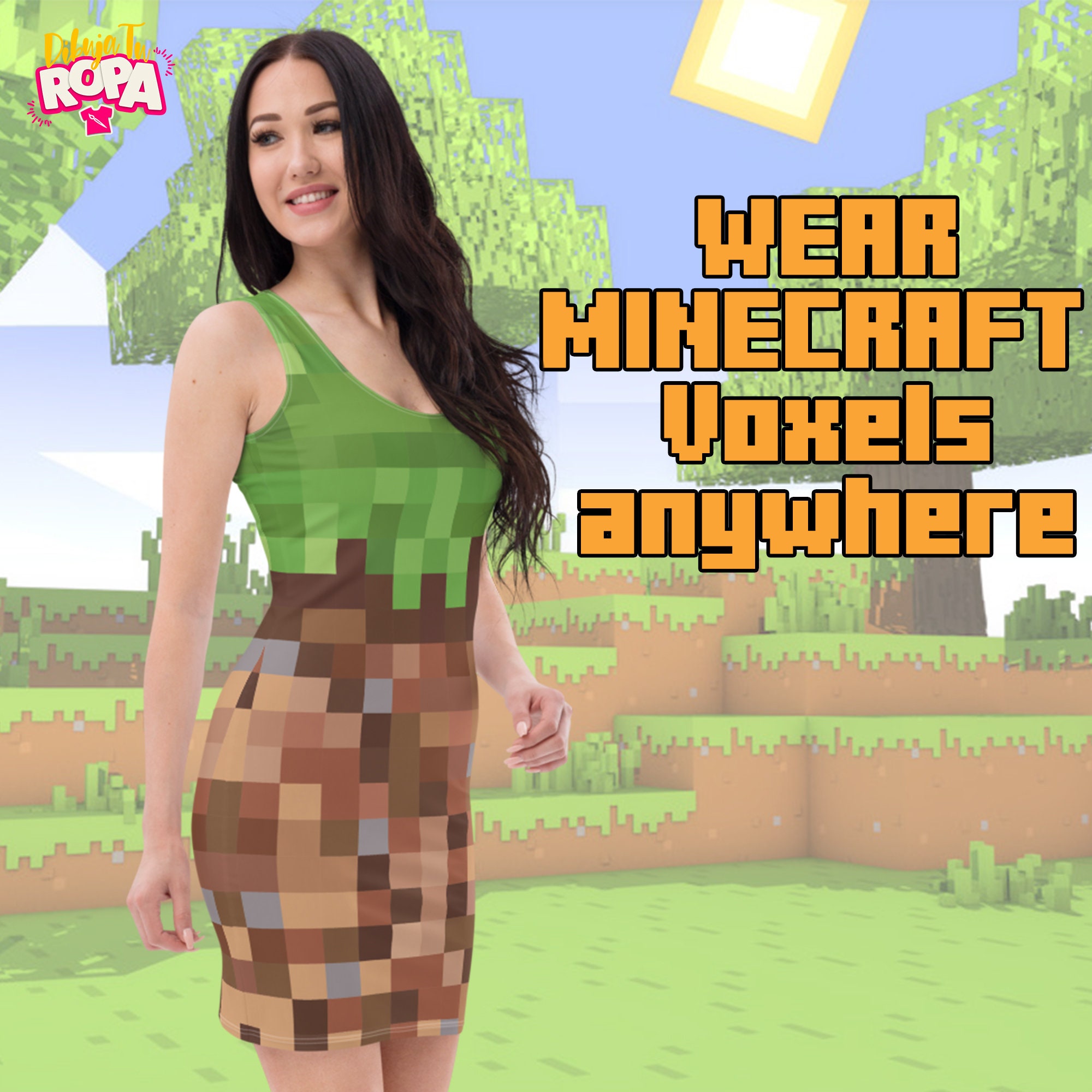 Womens Fitted Dress Inspired by Minecraft / Voxel / Pixelated - Etsy