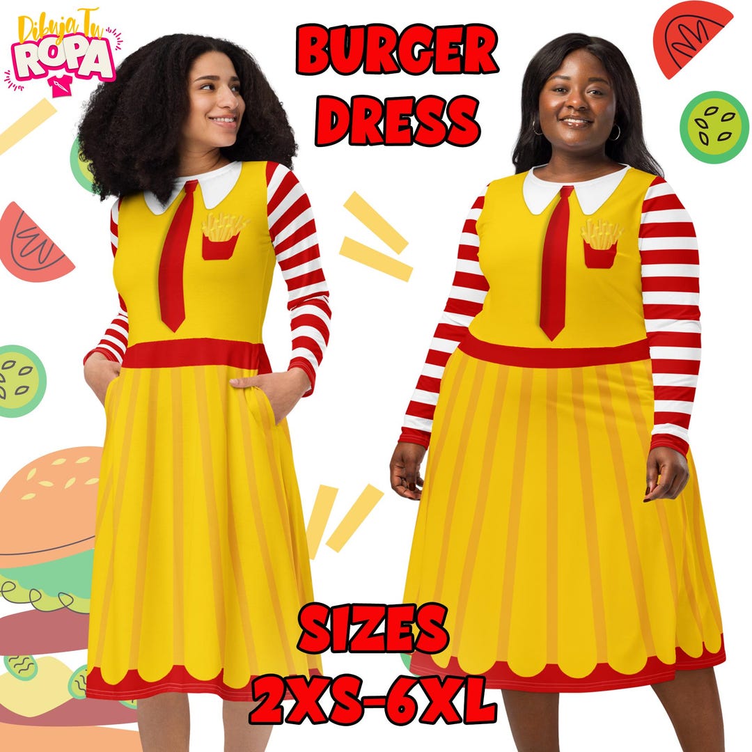 Mcdonalds Dress | Funny Fast Food Costume | Burger Lover Midi Dress ...