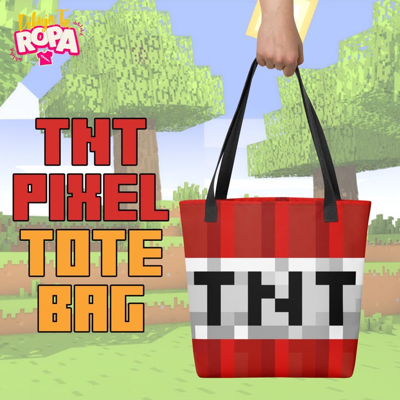 TNT Minecraft Tote Bag | Funny Pixel Gamer Purse | Geeky Everyday Bag ...