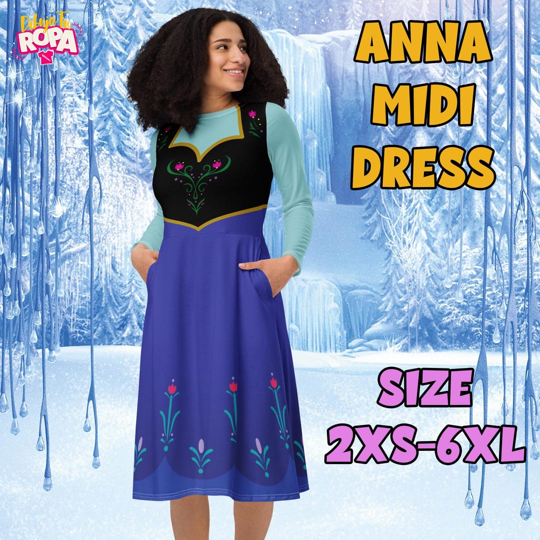Anna Frozen Dress | Elegant Midi Cosplay Outfit | Disneybound Princess ...
