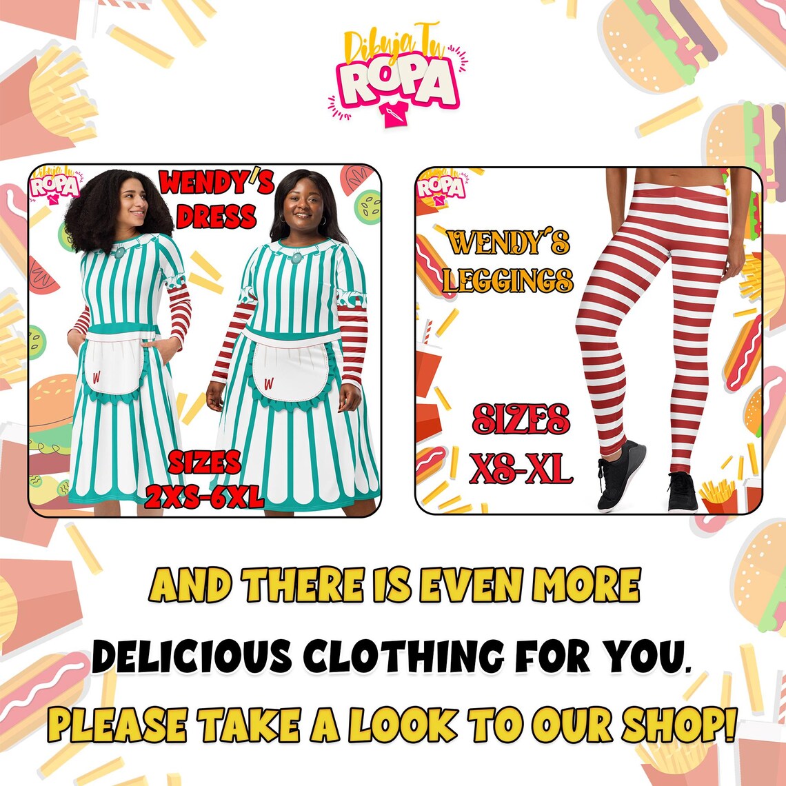 Wendy’s Dress | Fast Food Costume | Blue Striped Midi Dress | Funny ...
