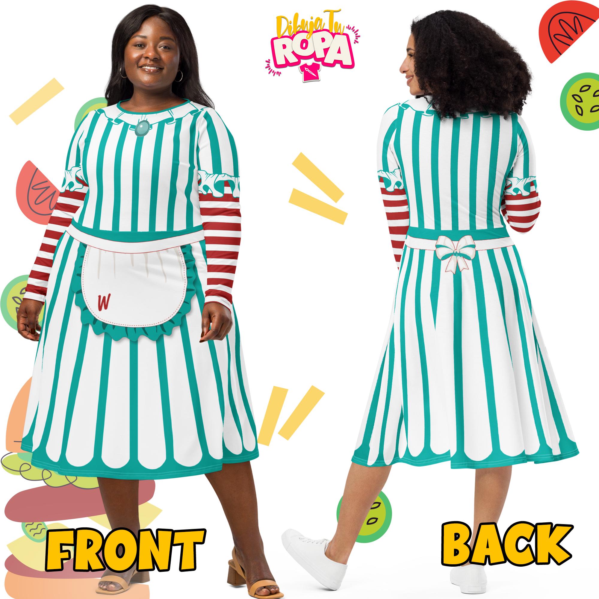 Wendy’s Dress | Fast Food Costume | Blue Striped Midi Dress | Funny ...