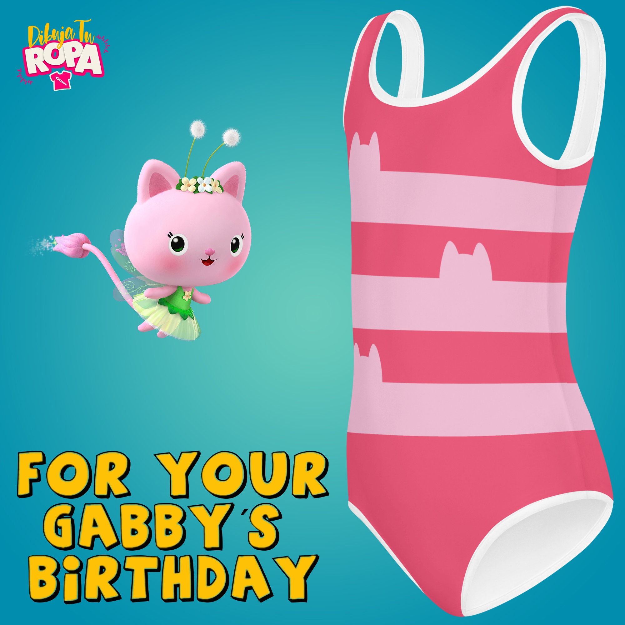 Girl One-piece Swumsuit / Gabby's Dollhouse Pink Swimsuit Cosplay / Day ...