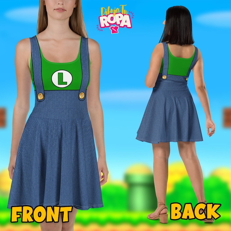 Luigi Inspired Skater Dress | 80s Retro Gamer Girl Outfit | Geeky ...