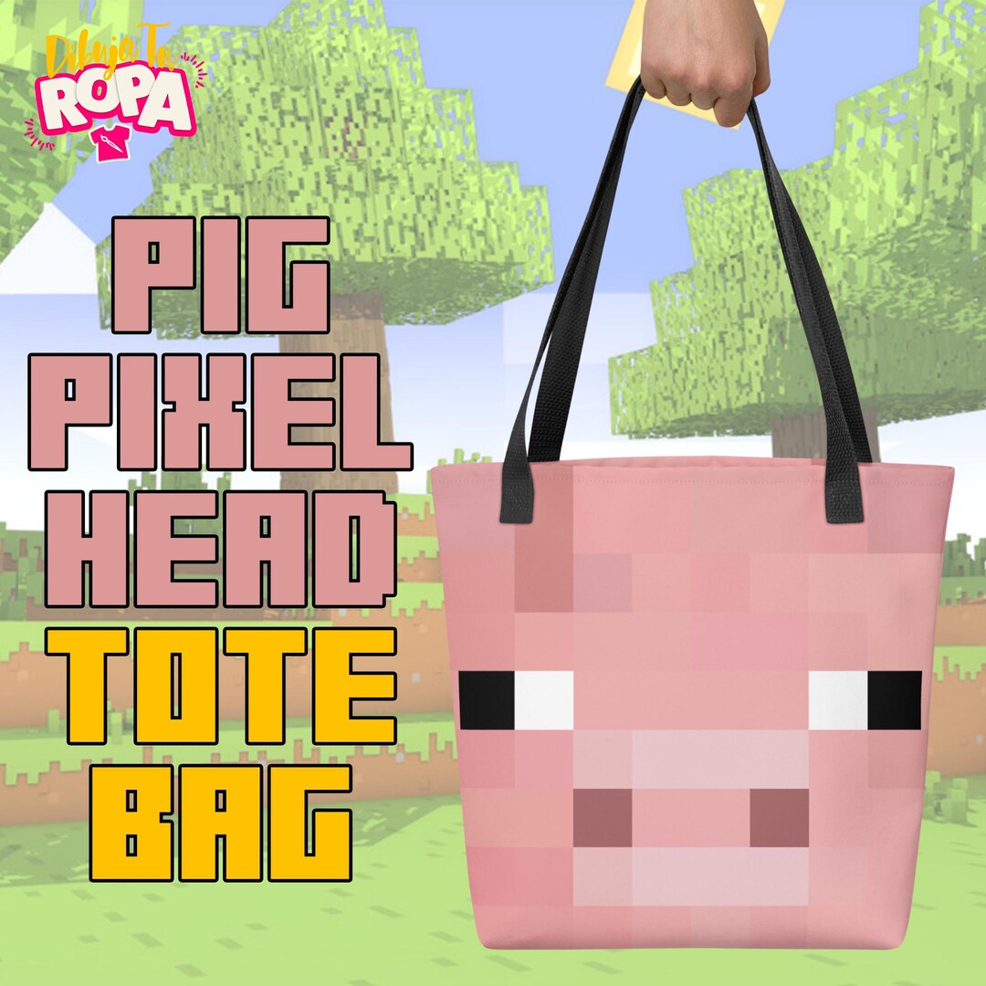 Minecraft Pig Face Tote Bag | Pixel Art Handbag | Geeky Gamer Purse ...