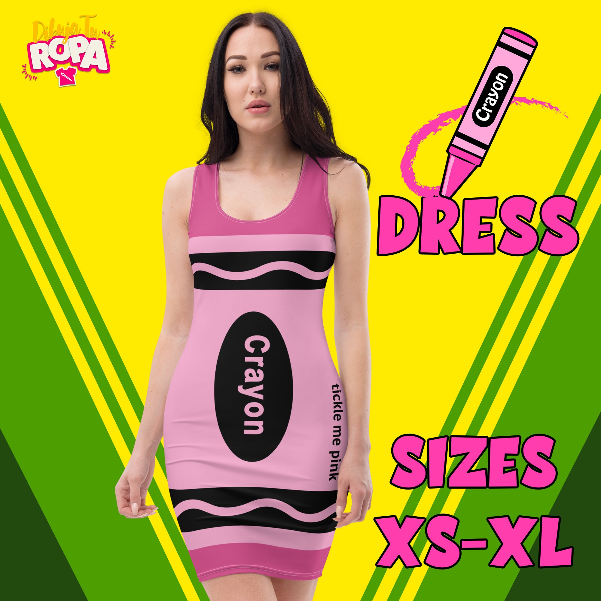 Fitted Dress for Women Inspired by Pink Crayons / Crayola / Halloween ...