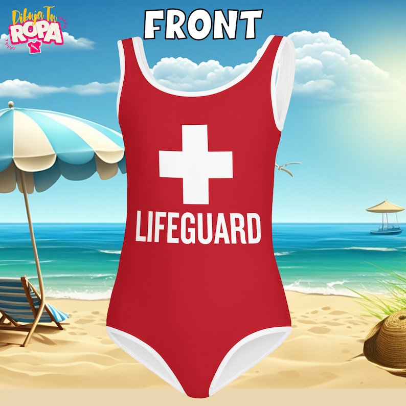 Girl One-piece Swimsuit / Lifeguard / Red Swimsuit / Baywatch / Sizes ...