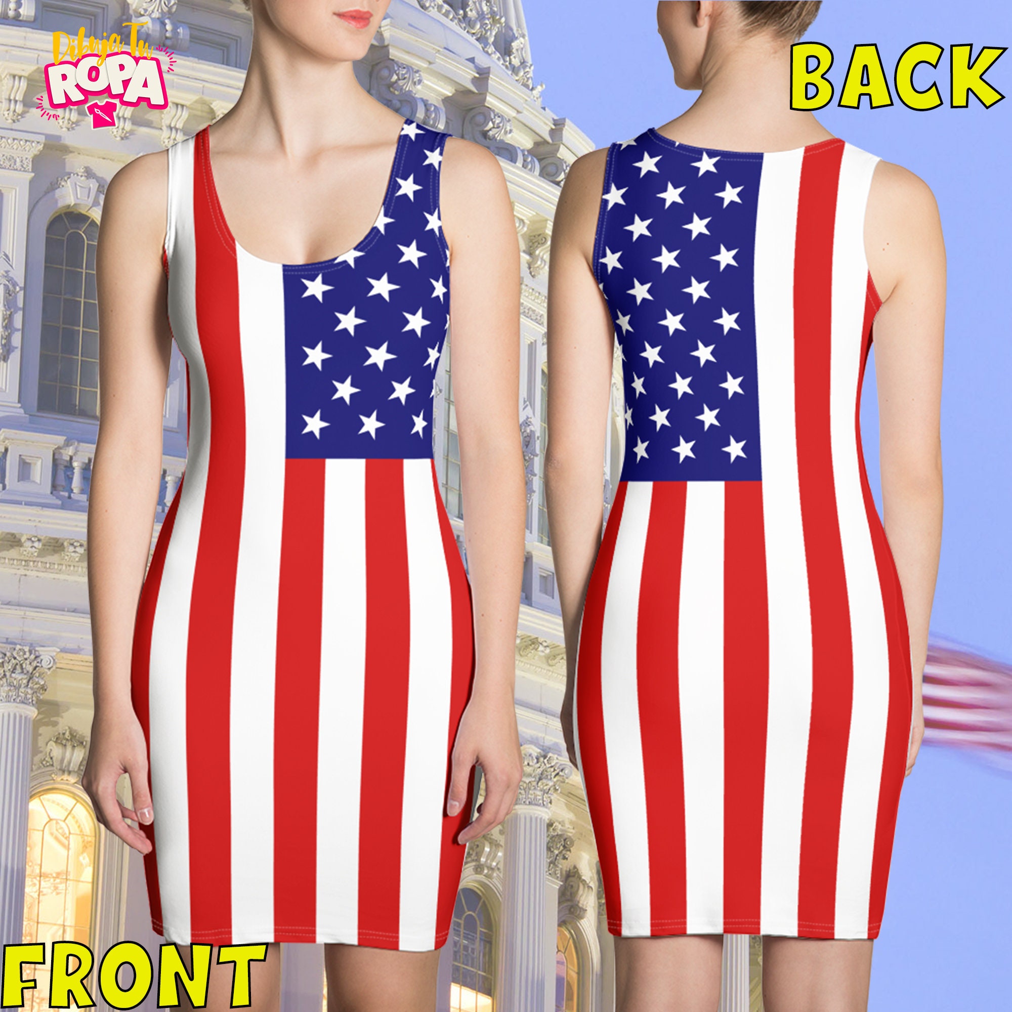 North American Flag-inspired Women’s Fitted Dress / North American Flag ...