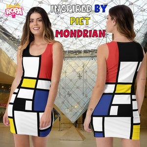 Piet Mondrian Inspired Dress / Artistic Dress / Painting on Clothes / Neoplasticism ...