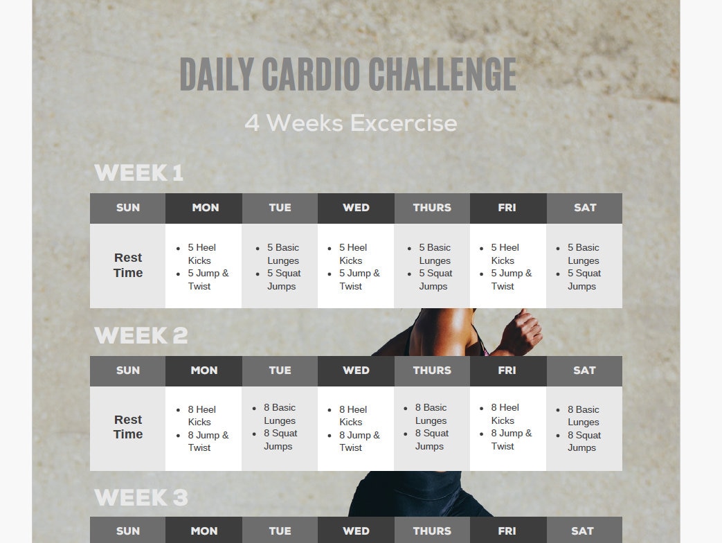 Workout Challenge Plan for 4 Weeks Workout Plan Fitness Program Digital ...