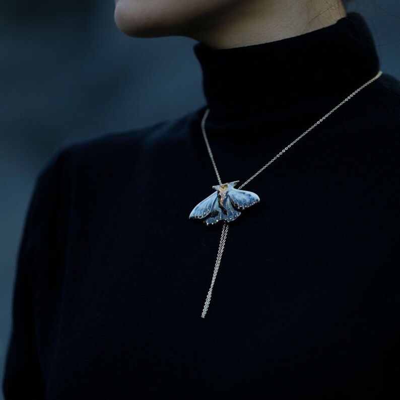 Handmade Ceramic Moth Sweater Chain Pendant Hand Painted - Etsy