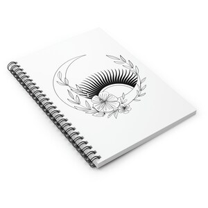 White Moon & Sun Notebook - Spiral- Ruled Line - Etsy