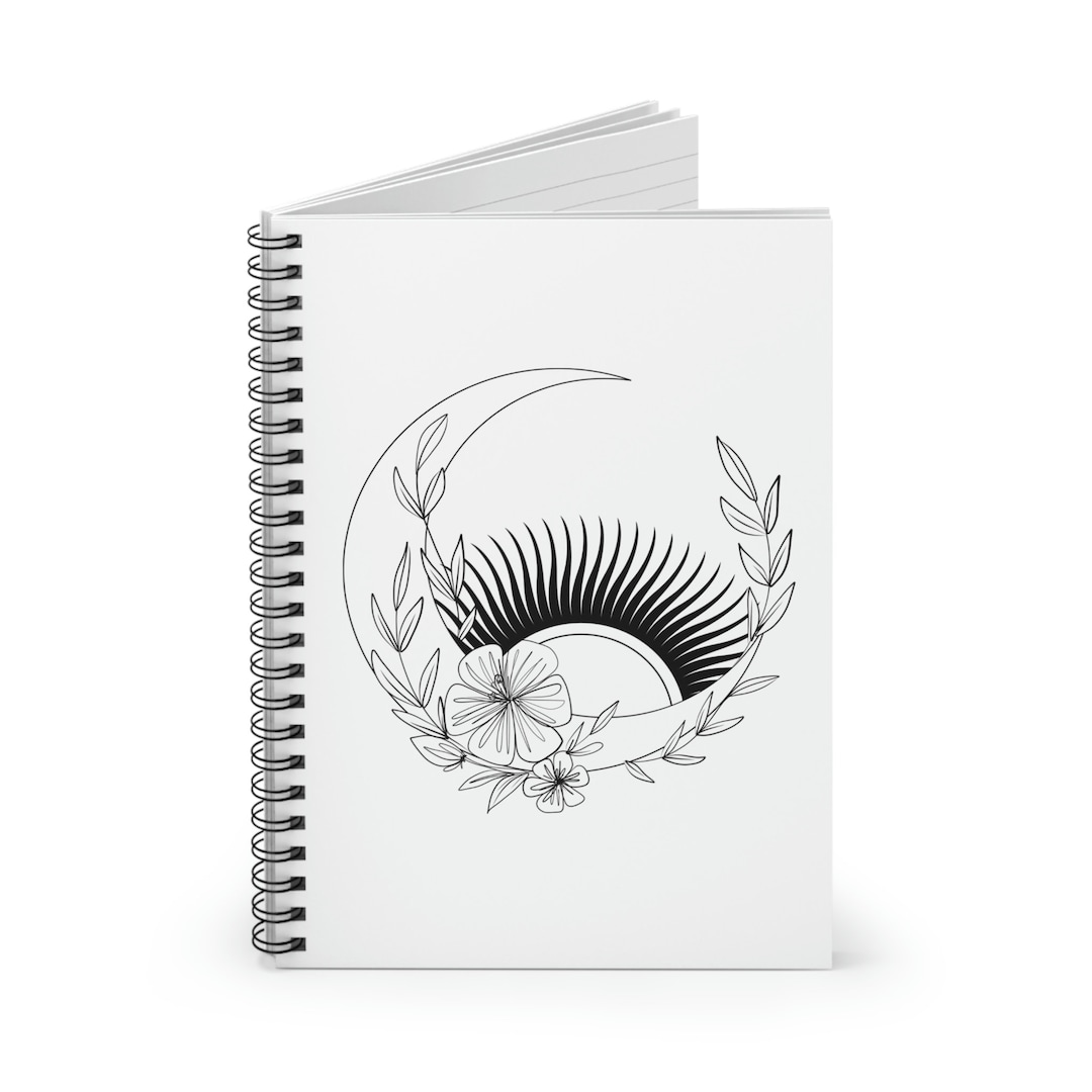 White Moon & Sun Notebook - Spiral- Ruled Line - Etsy