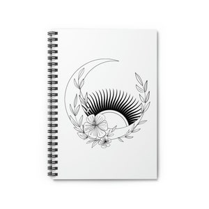 White Moon & Sun Notebook - Spiral- Ruled Line - Etsy