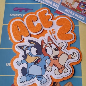Bluey Themed Cake Topper, Personalised Custom Personalised Topper ...
