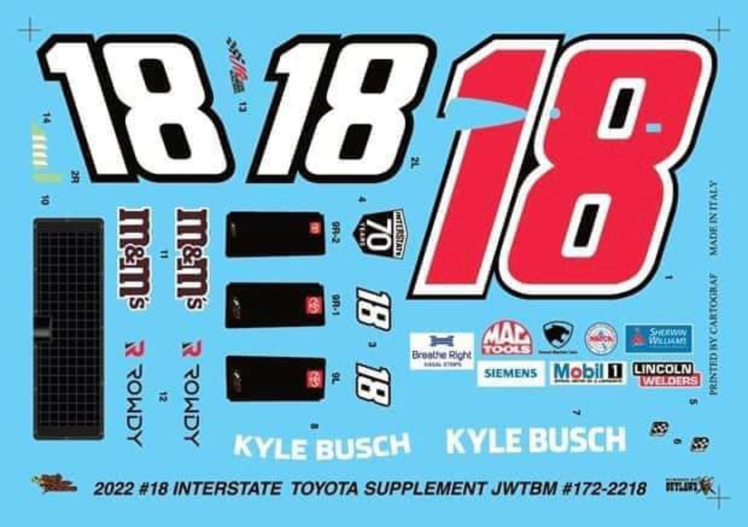 JWTBM Kyle Busch 2022 Interstate Batteries Supplement Decal Sheet - Etsy