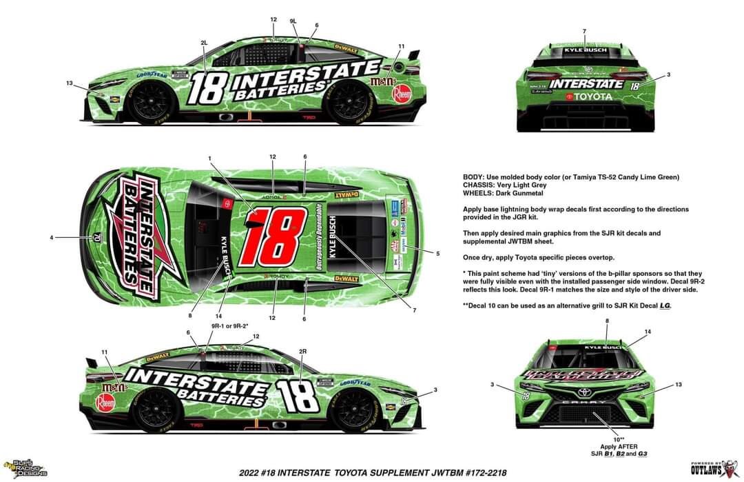 JWTBM Kyle Busch 2022 Interstate Batteries Supplement Decal Sheet - Etsy
