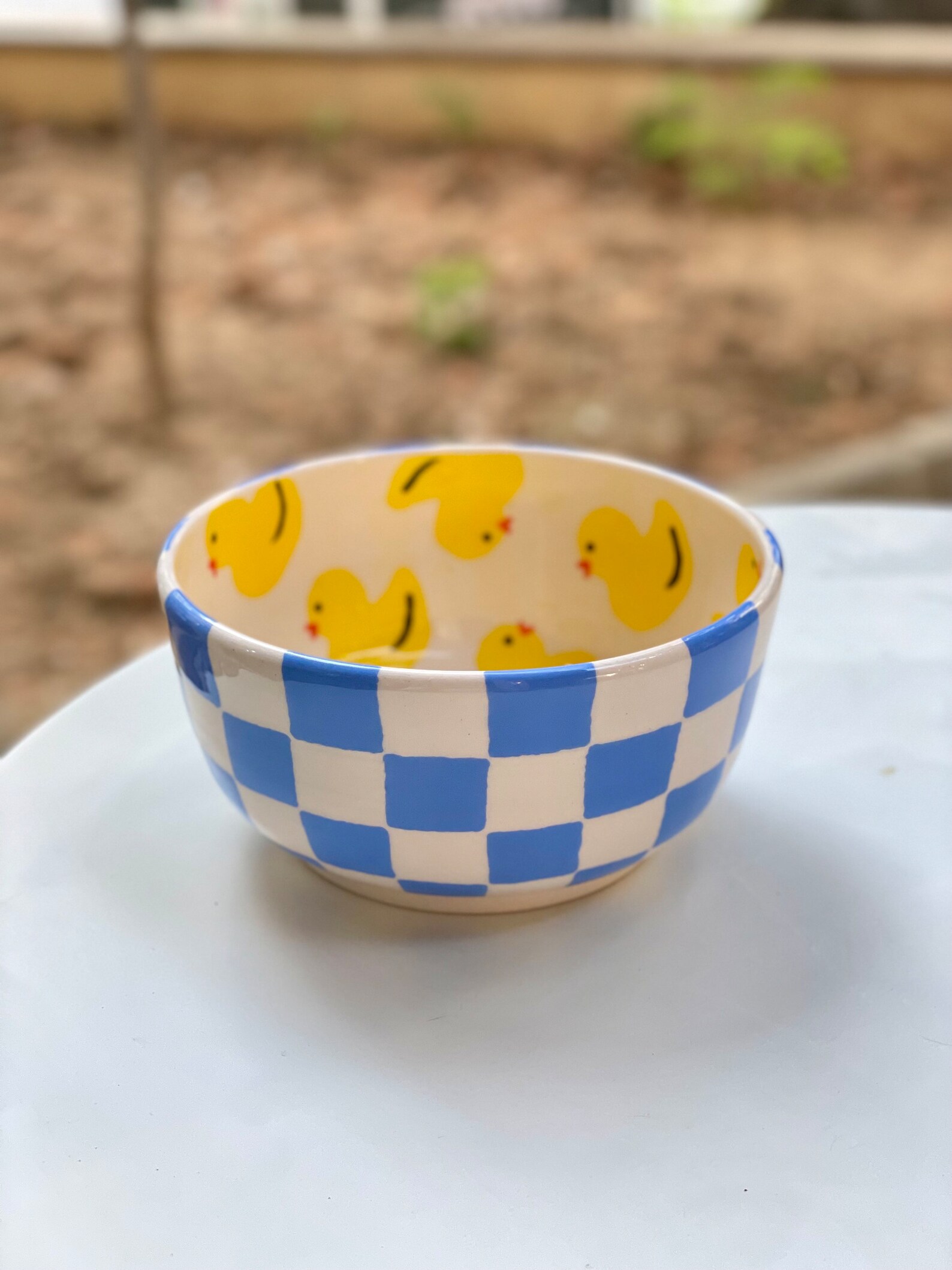 Handmade Ceramic Duck Bowl, Ceramic Duck, Blue Bowl, Yellow Bowl ...