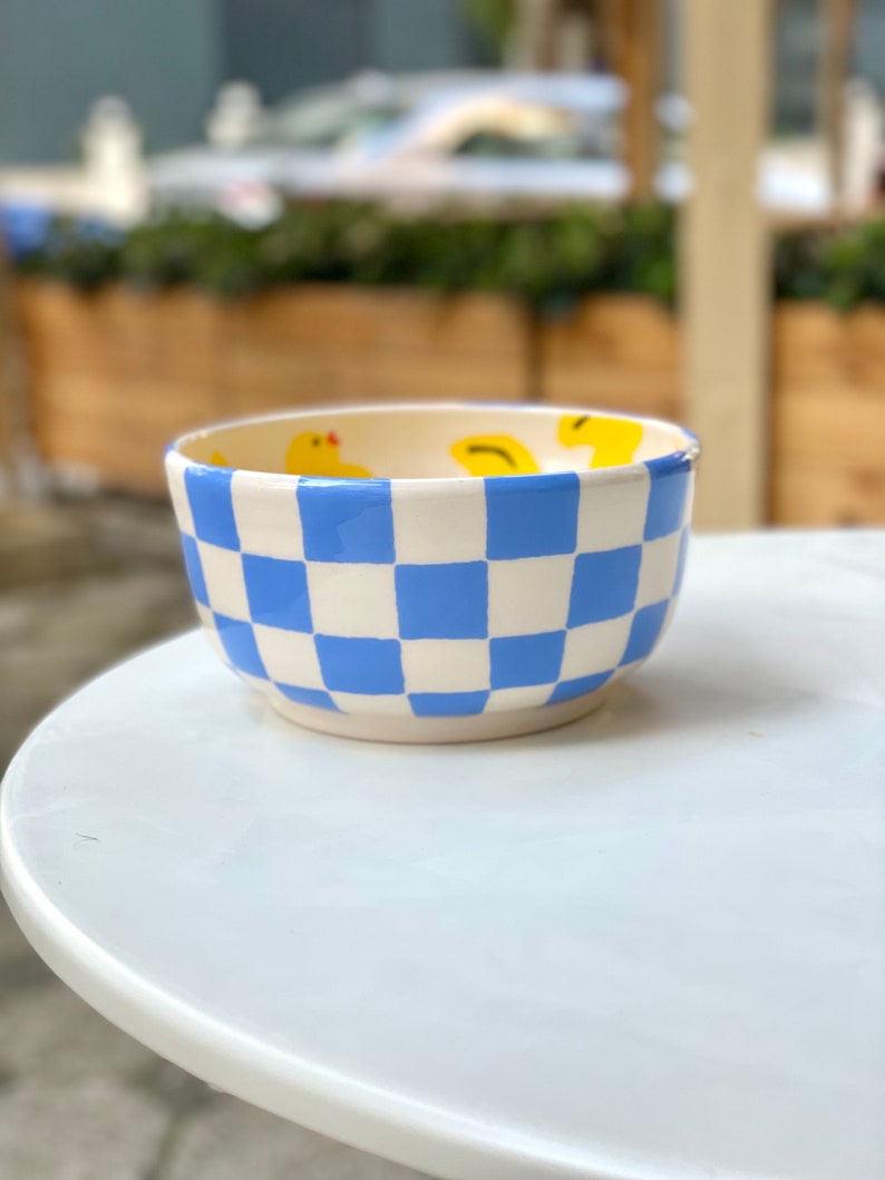 Handmade Ceramic Duck Bowl, Ceramic Duck, Blue Bowl, Yellow Bowl ...