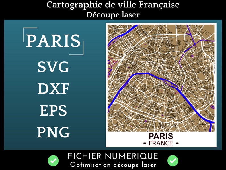 PARIS Citymap - Layered Map - Svg, Dxf, Png, Eps - LASER CUT File - Cnc ...