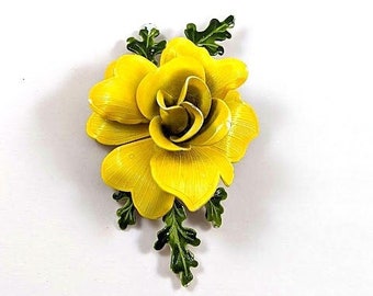 Yellow Rose Brooch | Etsy