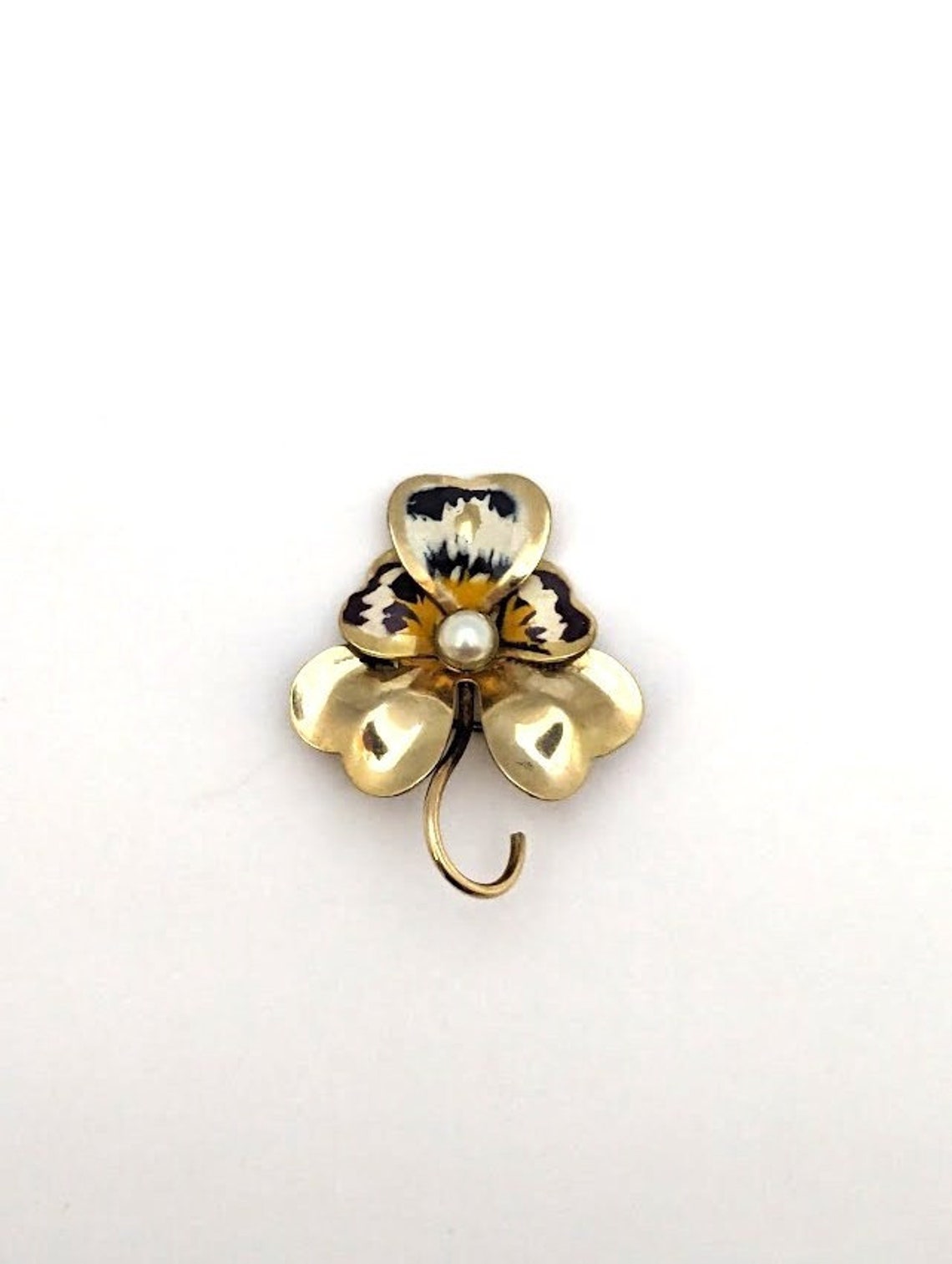 Vintage Flower Pin, Enamel Iris Brooch - Etsy