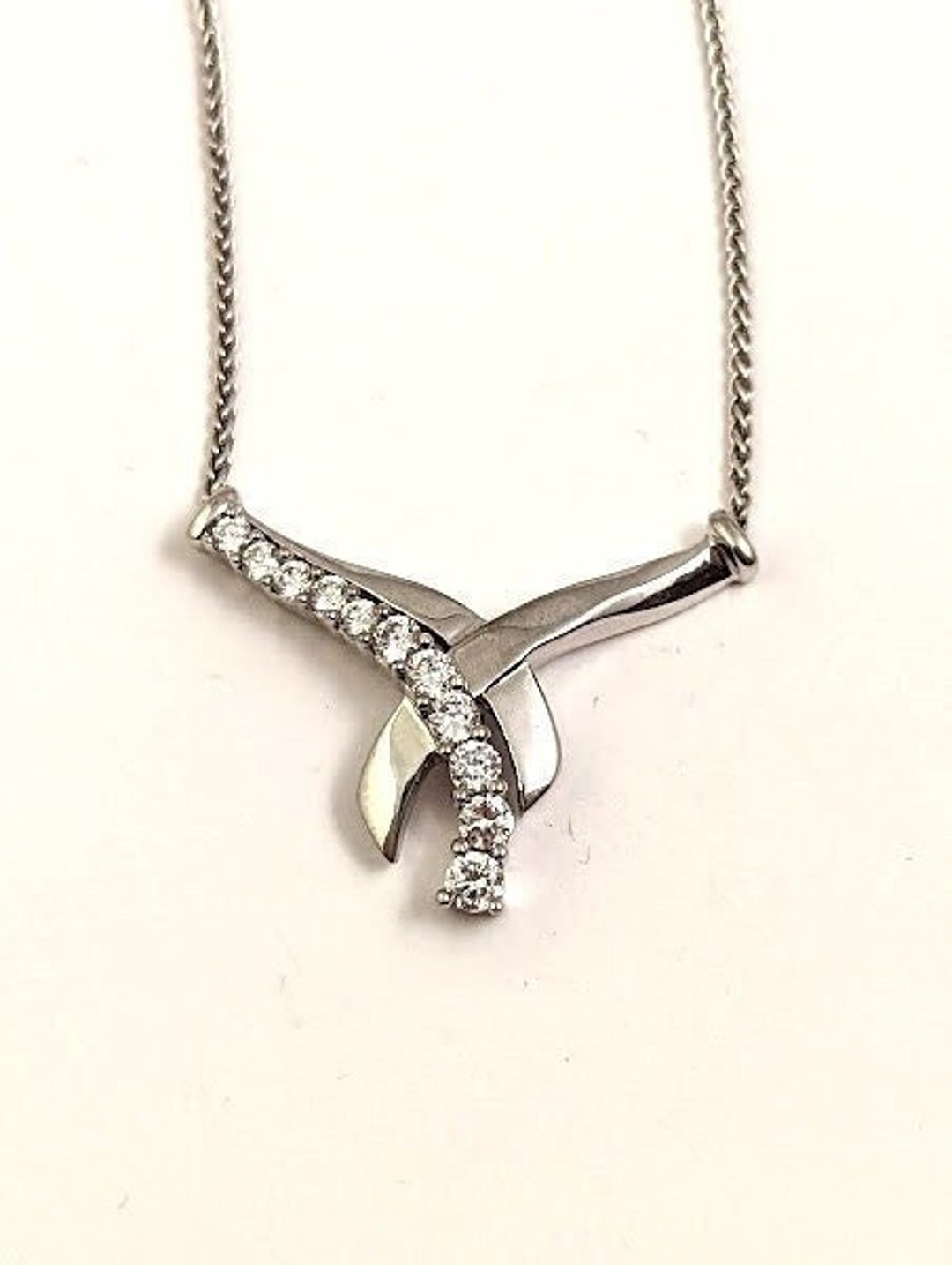 Vintage MCM Modernist Crystal Necklace in Sterling Silver, Vintage ...