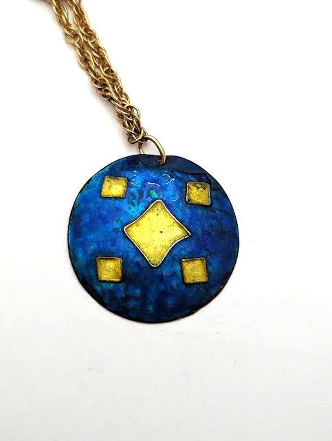 Vintage Enamel Mod Pendant Necklace, Vintage Jewelry - Etsy