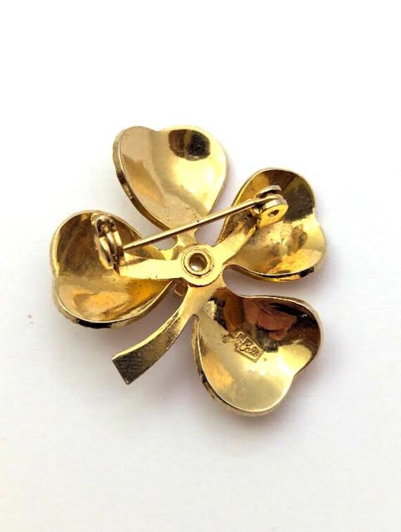 Vintage Four Leaf Clover Pin - Gem