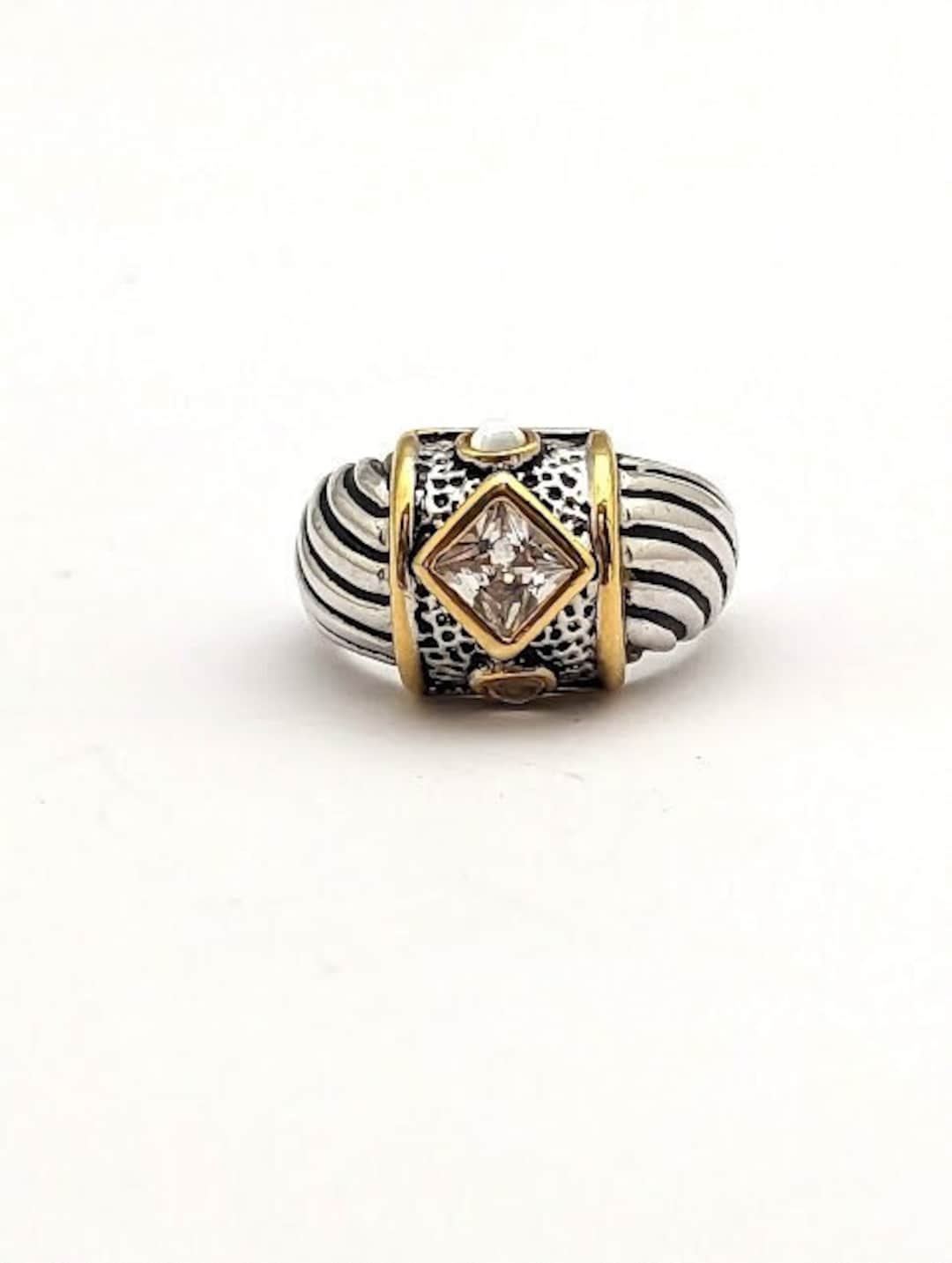 Vintage Unisex Glass Diamond Ring - Etsy