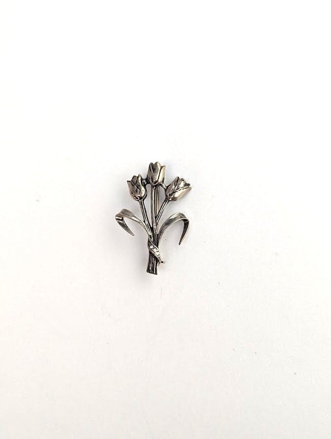 Vintage Sterling Silver Flower Pin - Etsy