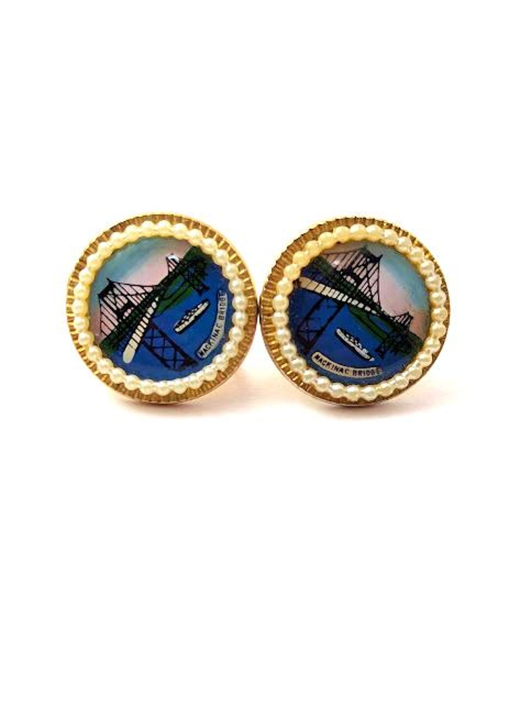 Vintage Mackinac Bridge Earrings, 1950's Vintage Jewelry - Etsy
