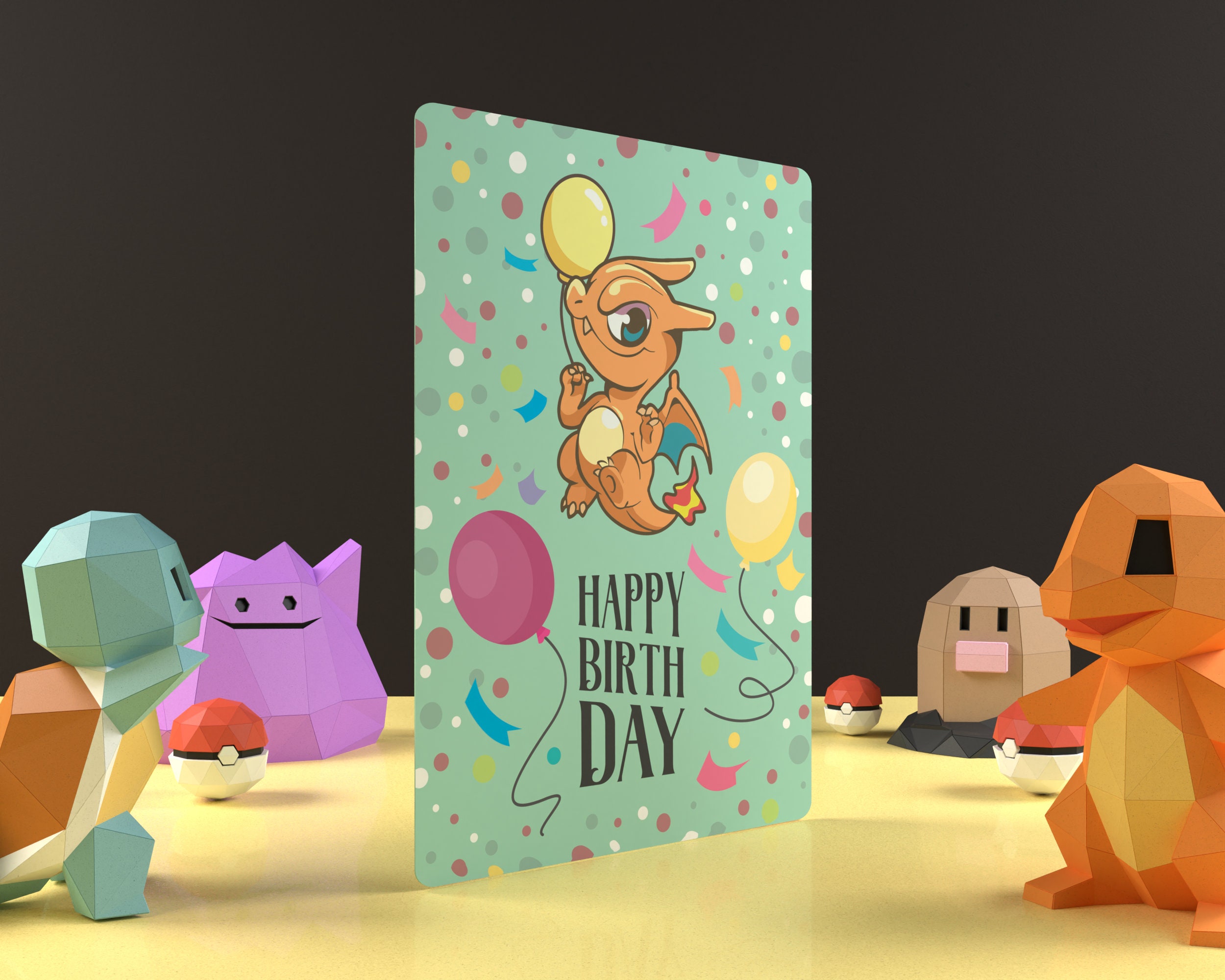 Party Charizard Birthday Card Pokemon Birthday Card - Etsy