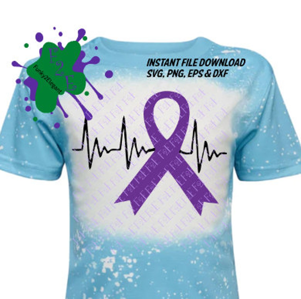 Purple Ribbon Heart Beat SVG PNG EPS Dxf - Etsy