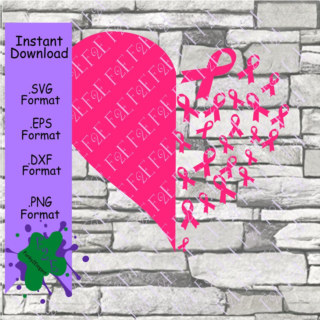 Breast Cancer Heart SVG, PNG, EPS, Dxf - Etsy