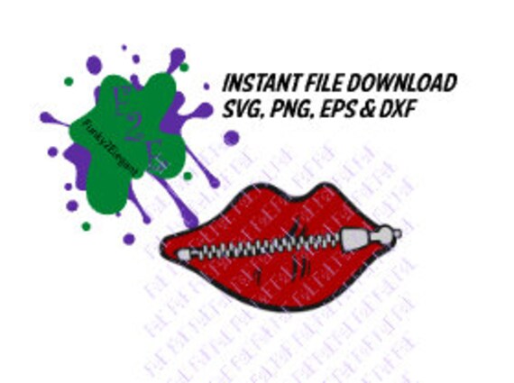 Zipped Lips SVG PNG EPS Dxf - Etsy