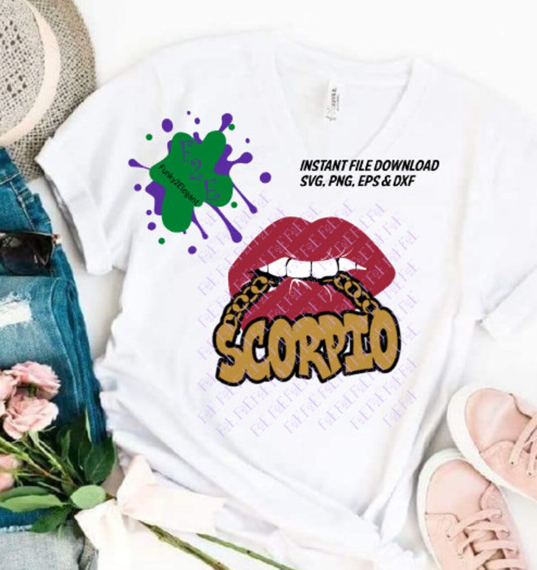 Zodiac Scorpio Lips With Chain SVG, PNG, EPS, Dxf - Etsy