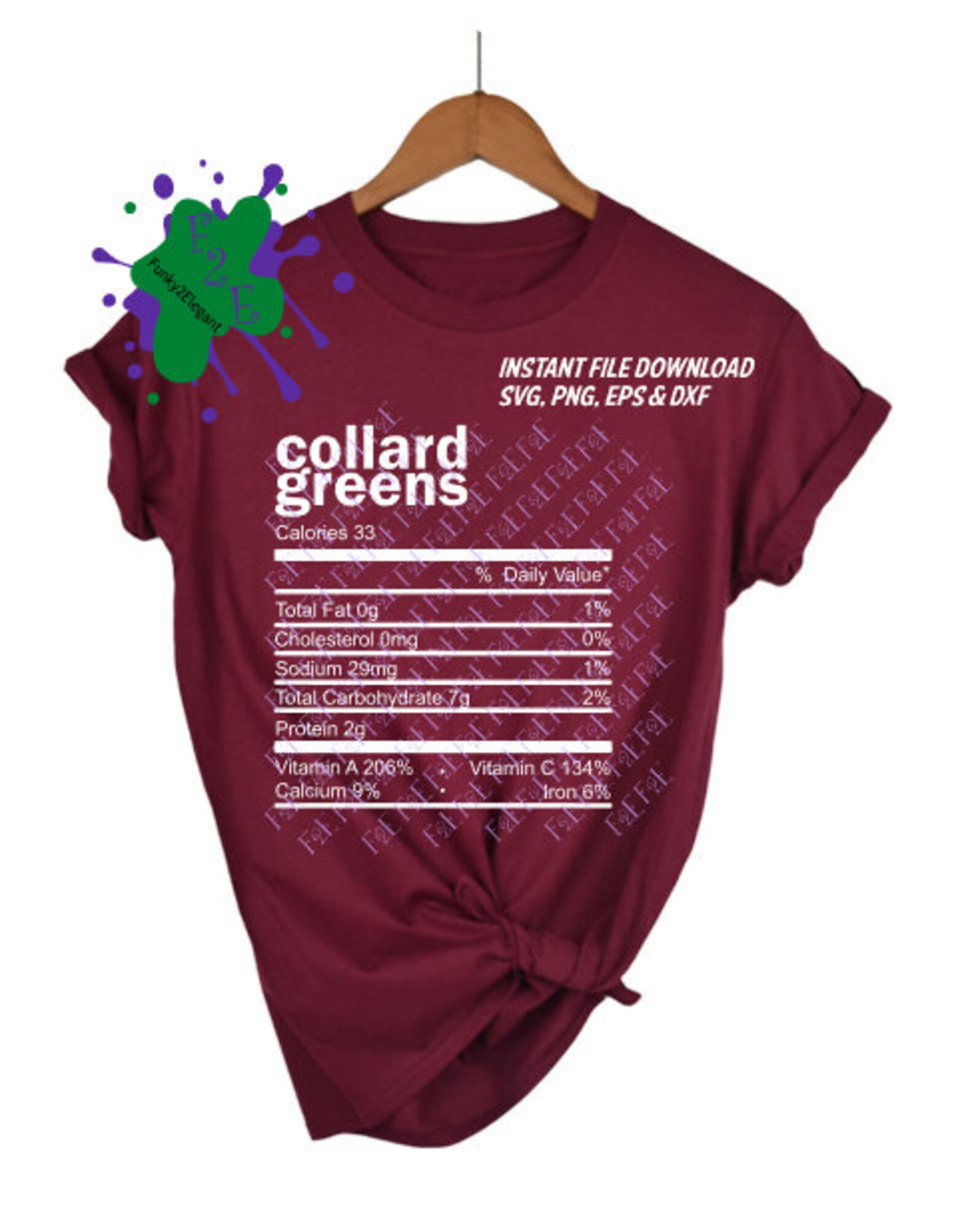 Collard Greens Nutrition Facts (SVG, PNG, EPS, Dxf) - Etsy