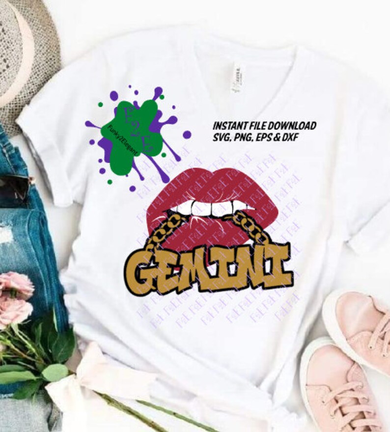 Zodiac Gemini Lips With Chain SVG PNG EPS Dxf - Etsy