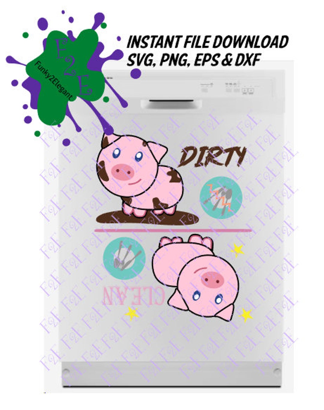 Clean / Dirty for Dishwasher (SVG, PNG, EPS, Dxf) - Etsy