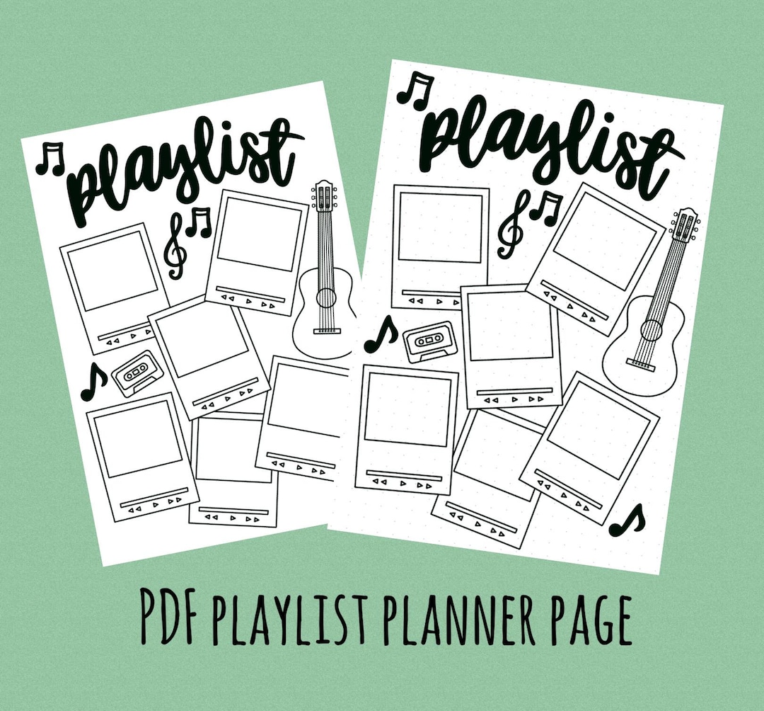PDF Planner Template Playlist Music Tracker Bullet Journal Printable ...