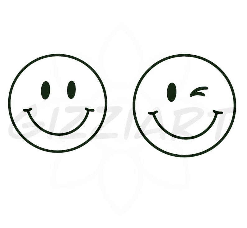 Smile Happy Wink Face Jpg Png Svg Cut Files Digital Download Print ...