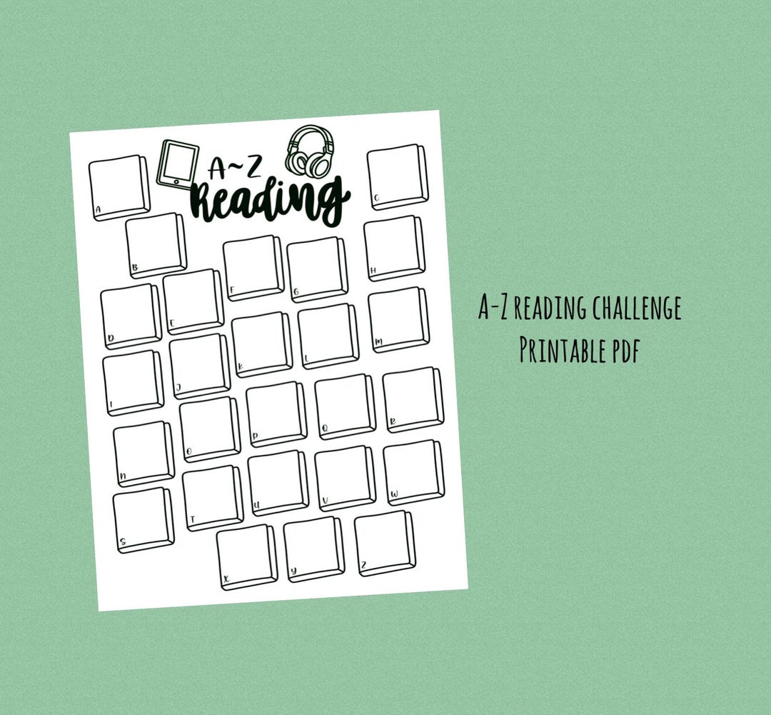 A-Z Reading Challenge Tracker Printable Book List PDF Planner Page Bujo ...
