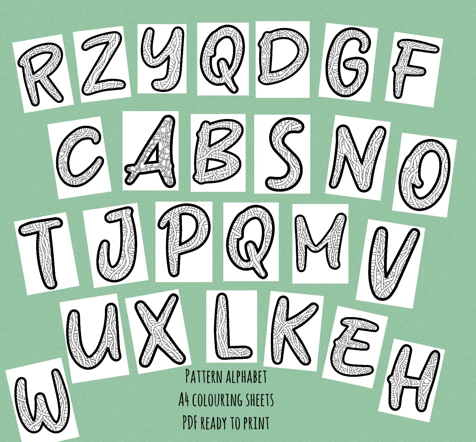 PDF Pattern Alphabet Colouring Sheets Coloring Stress Relief Anxiety ...
