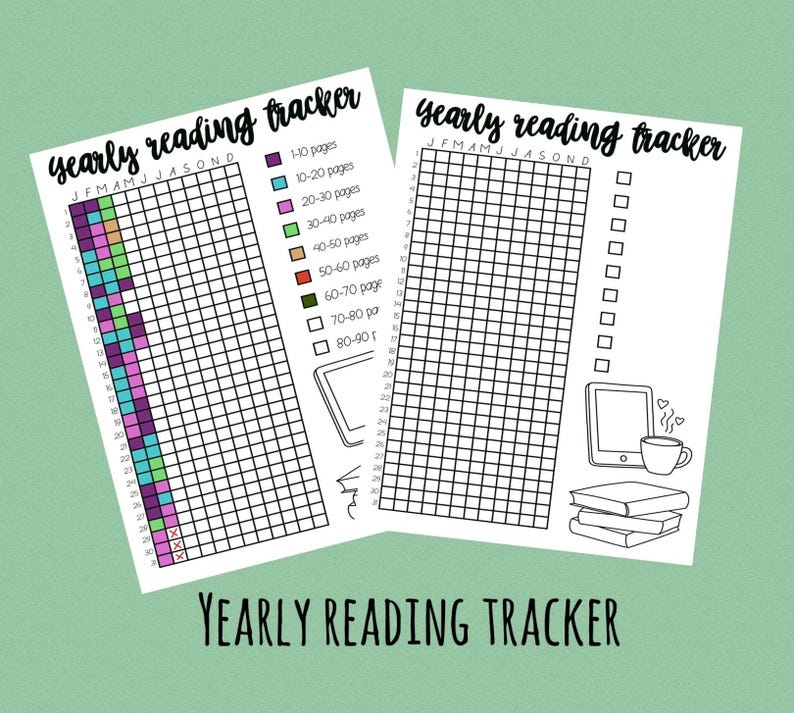 Yearly Reading Log A4 A5 US LETTER Tracker Template PDF Download Daily ...