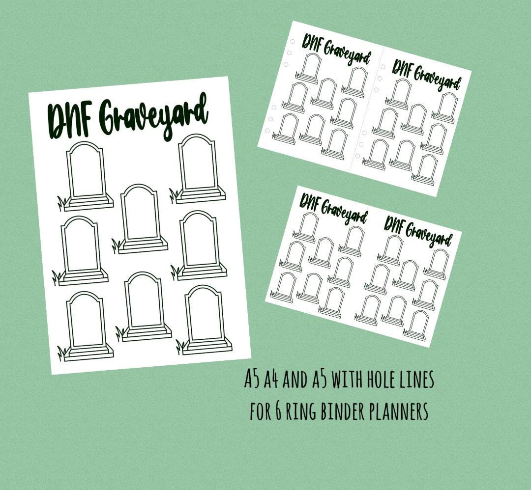 PDF Reading Tracker Journal Planner DNF Did Not Finish Graveyard - Etsy