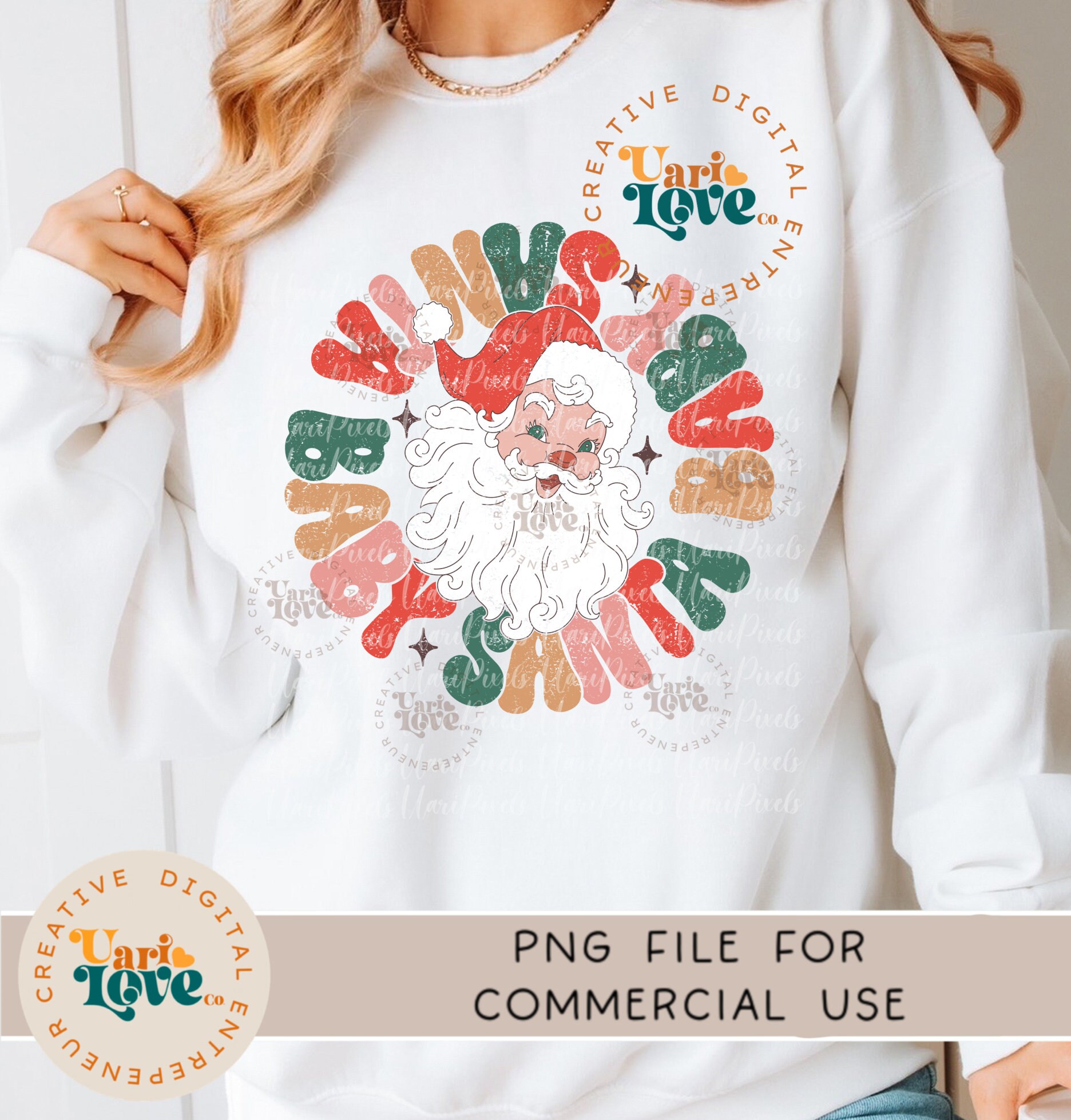 Boho Santa Claus PNG, Santa Baby Png File for Shirt Christmas Vintage ...