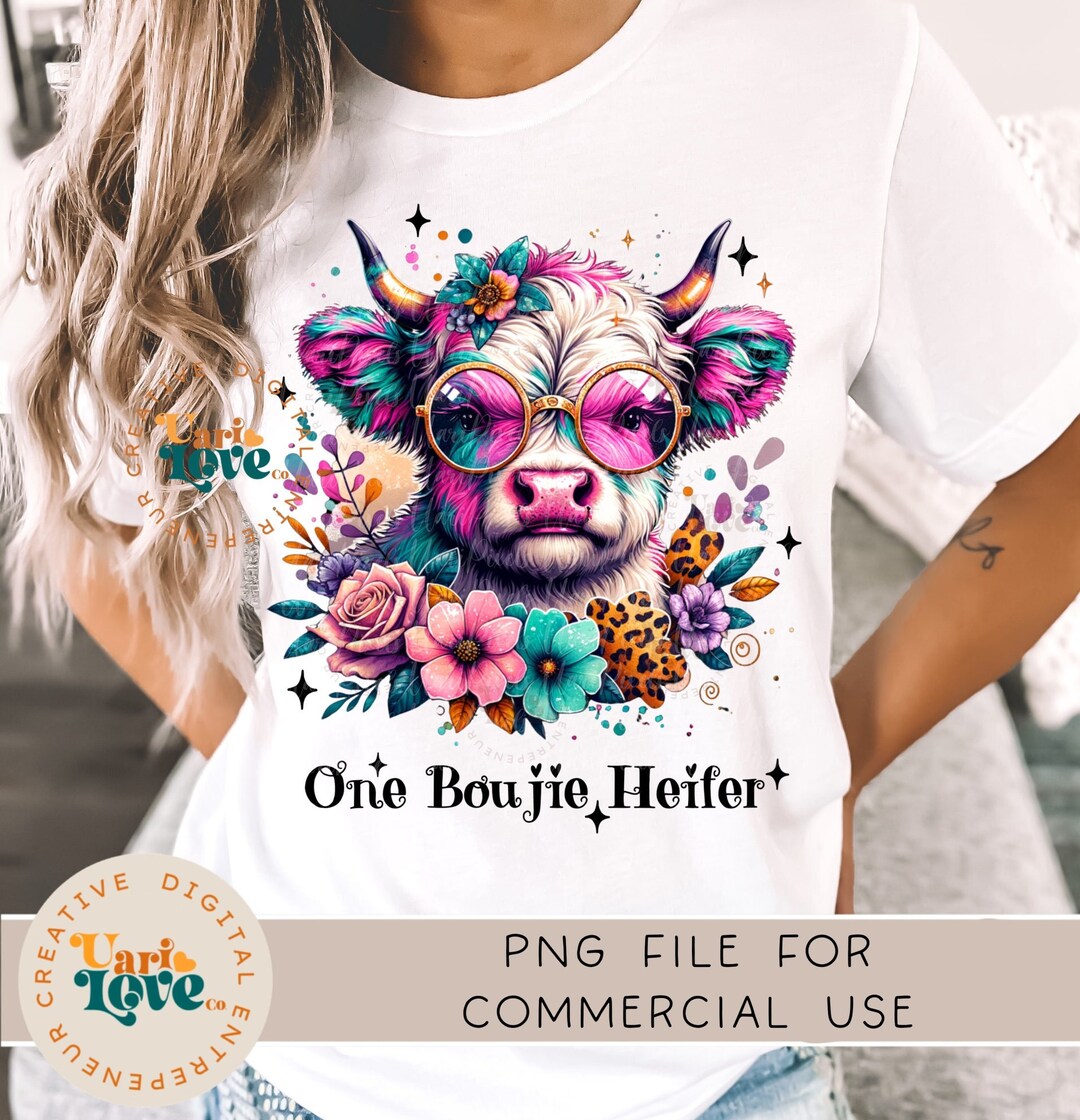 One Boujee Heifer Highland Cow Png, Stanley Inspired Belt Bag PNG ...