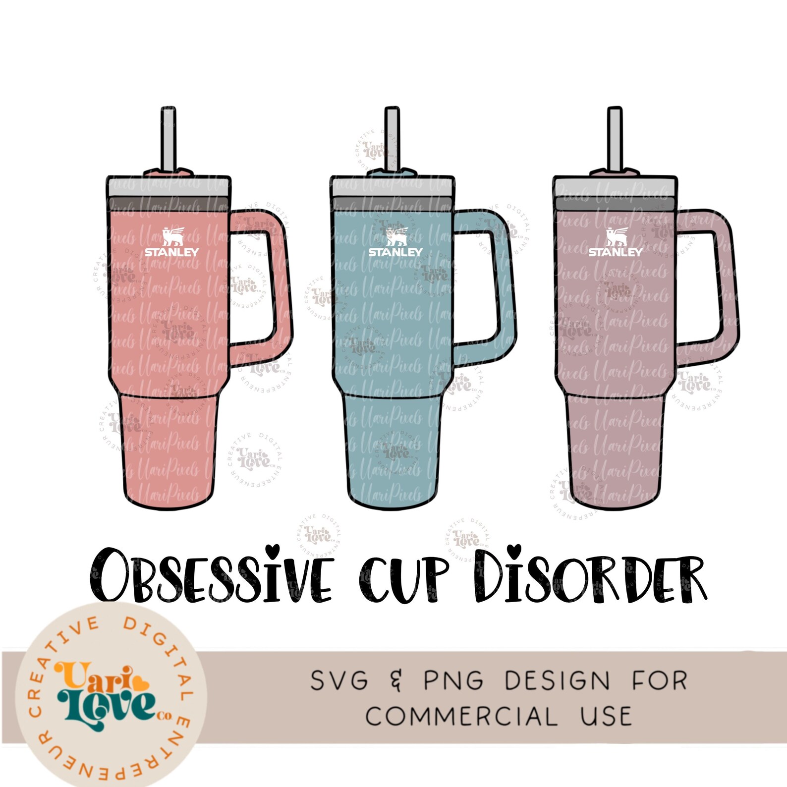 OCD Obsessive Cup Disorder Travel Mug PNG DTF Tumbler Wrap Stanley Cup ...